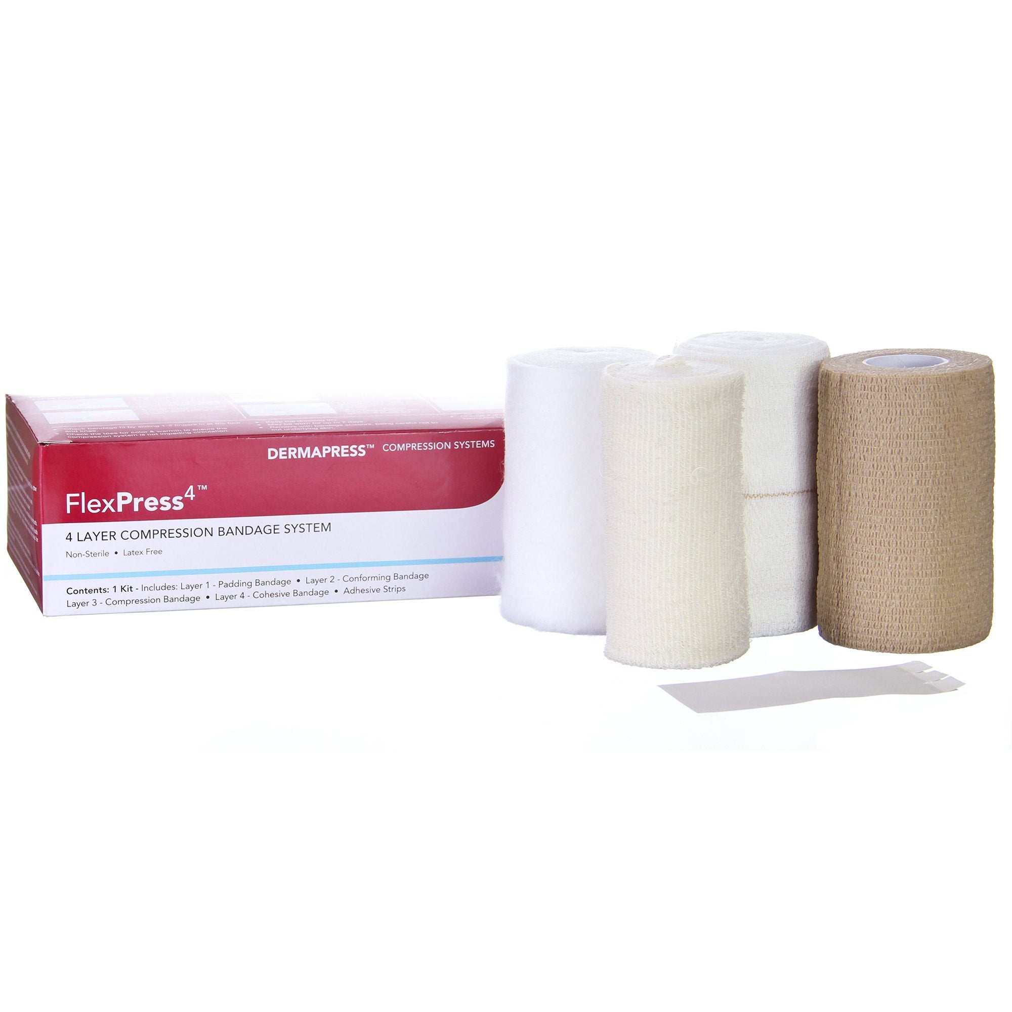 FlexPress4™ 4 Layer Compression Bandage System Multiple Sizes Self-Adh ...