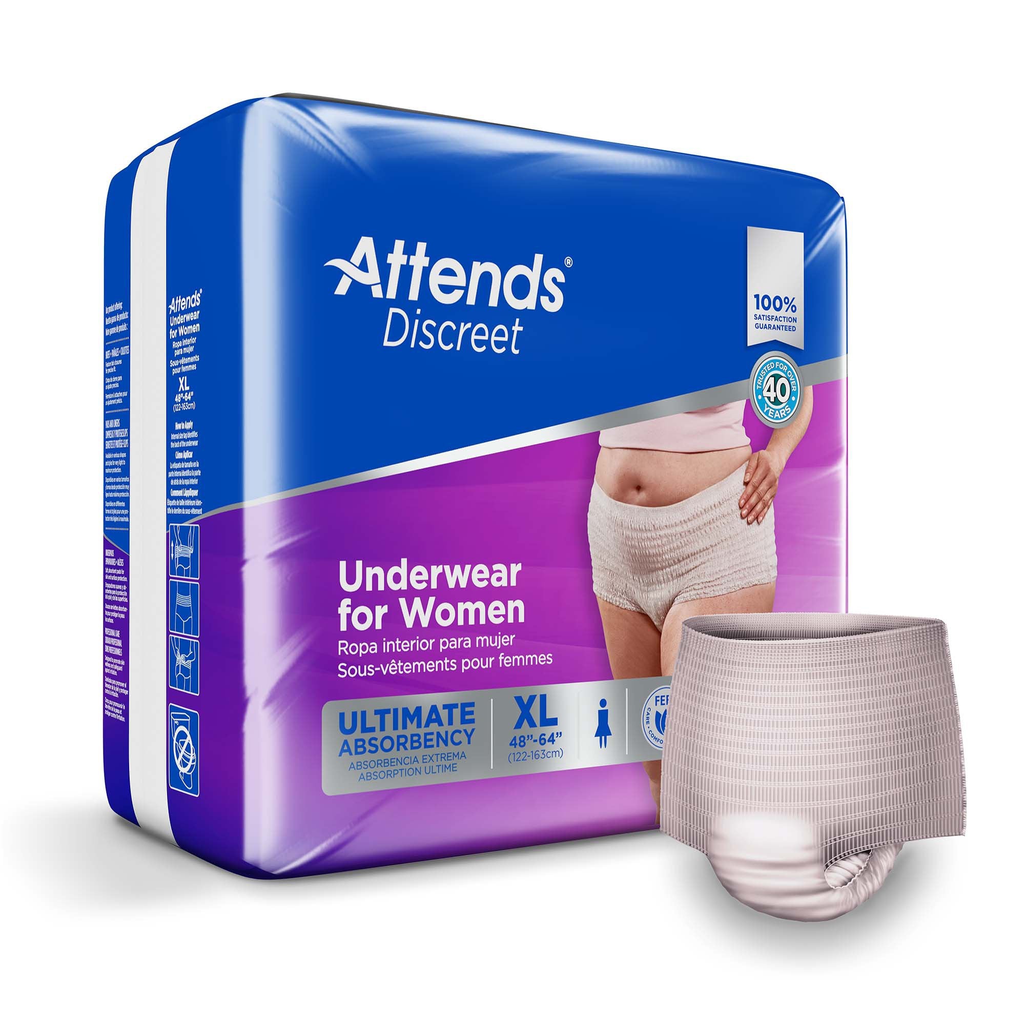 Attends® Discreet Female Adult Absorbent Underwear Pull On with Tear A ...