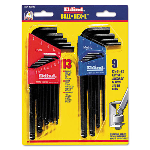 Eklind Tool Company Ball-Hex-L™ Key Set, 22 per set, Hex Ball Tip, Inc ...