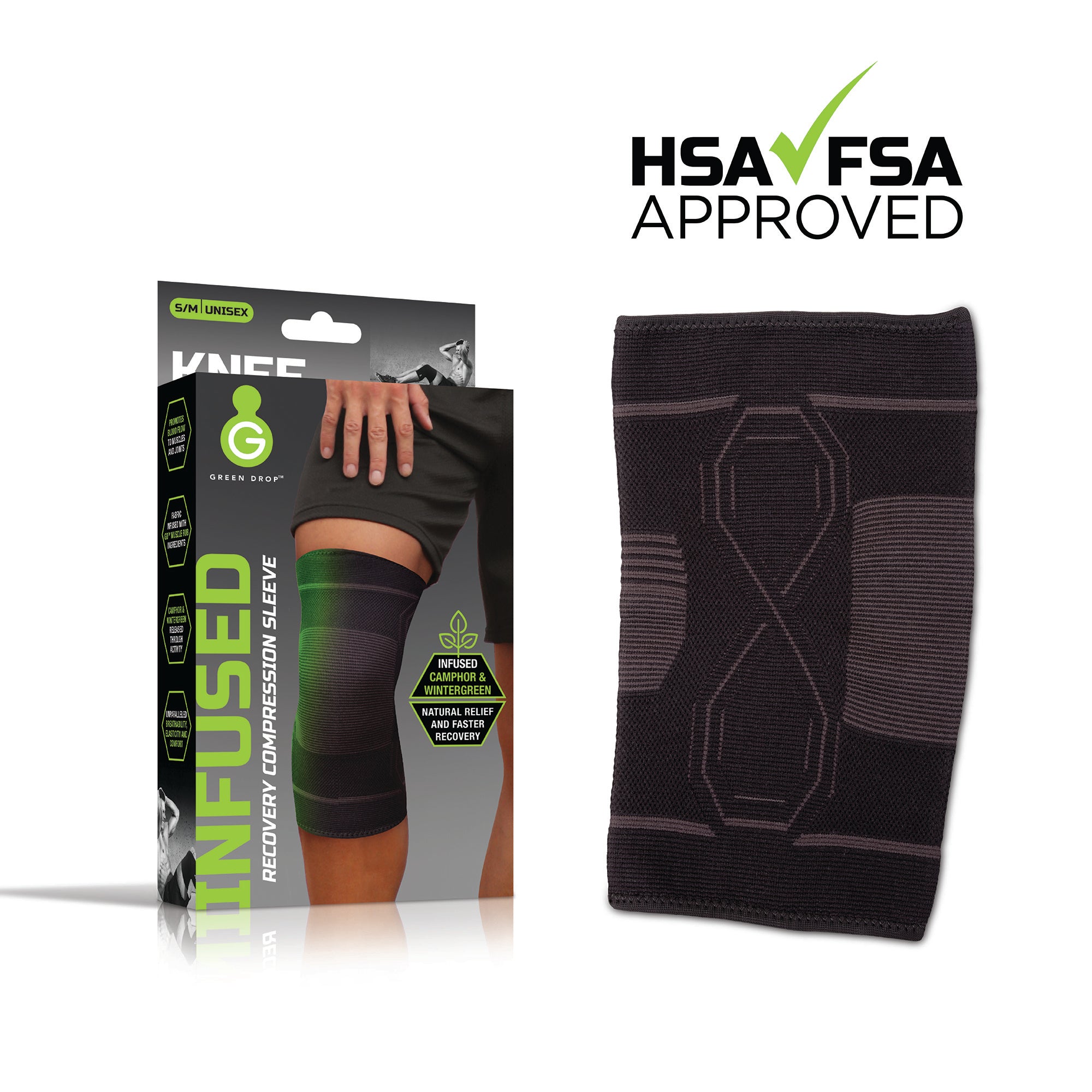 Green Drop™ Knee Support Small / Medium Pull-On 13 to 16 Inch Thigh Ci ...