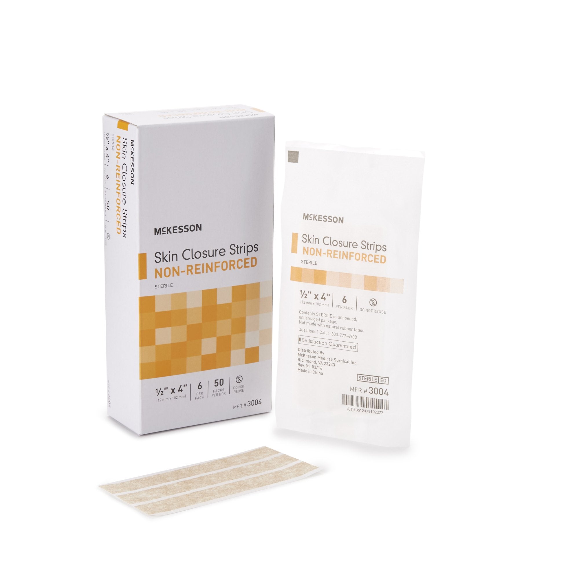 McKesson Skin Closure Strip 1/2 X 4 Inch Nonwoven Material Flexible St ...