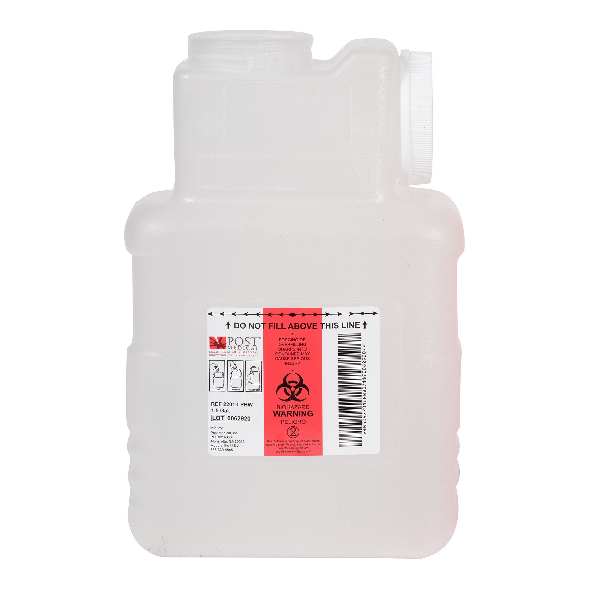 Leaktight Sharps Container Translucent Base Horizontal / Vertical Entr ...