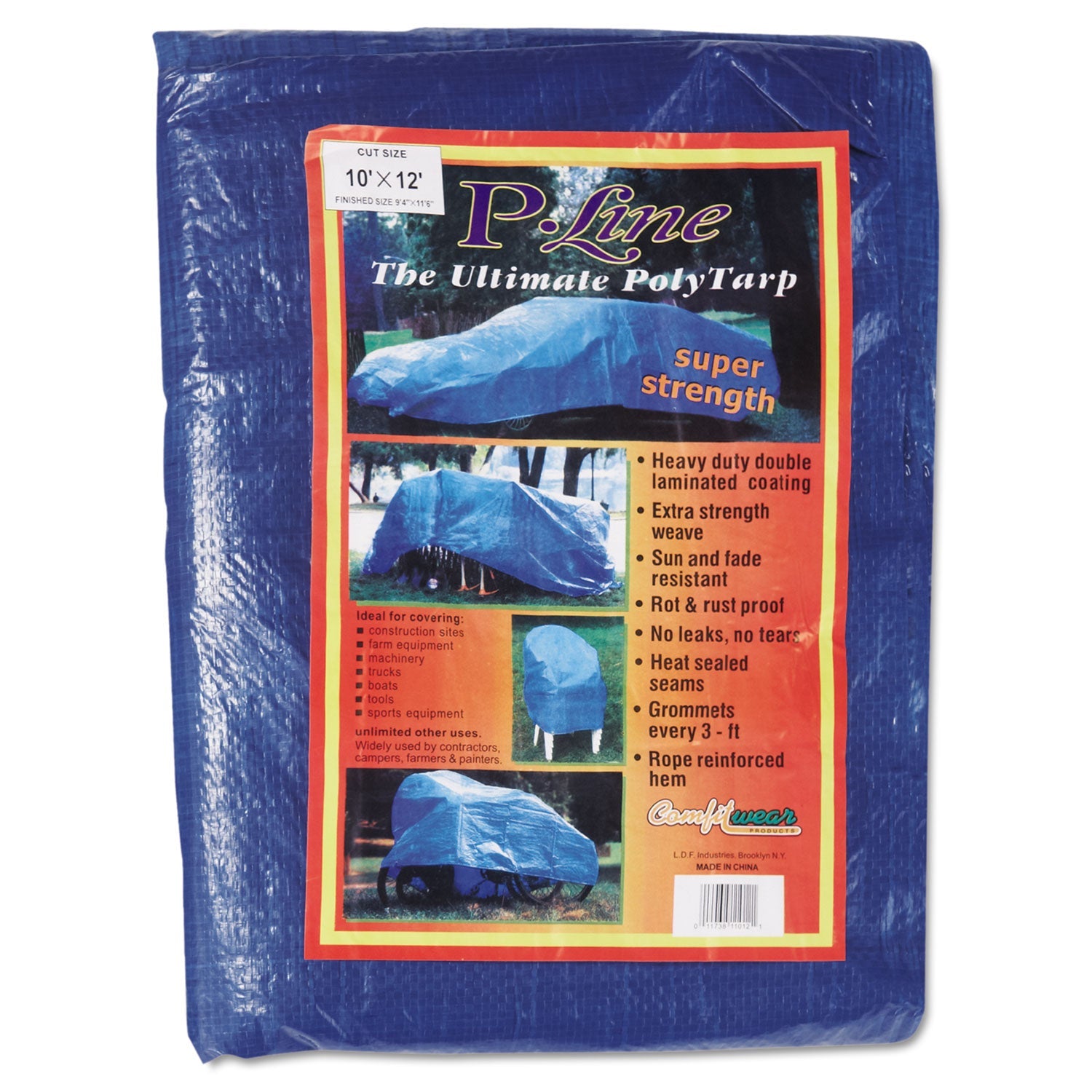 Tarps, Inc. Multiple Use Tarp, 10 ft W x 12 ft L, Polyethylene, Blue ...
