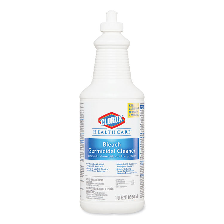 Clorox Healthcare® CLO68832 Bleach Germicidal Cleaner, 32 oz Pull-Top ...